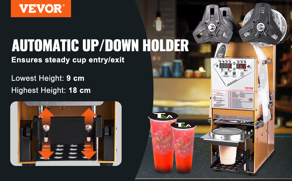 VEVOR helautomatisk koppförseglingsmaskin, 500-650 koppar/h ...