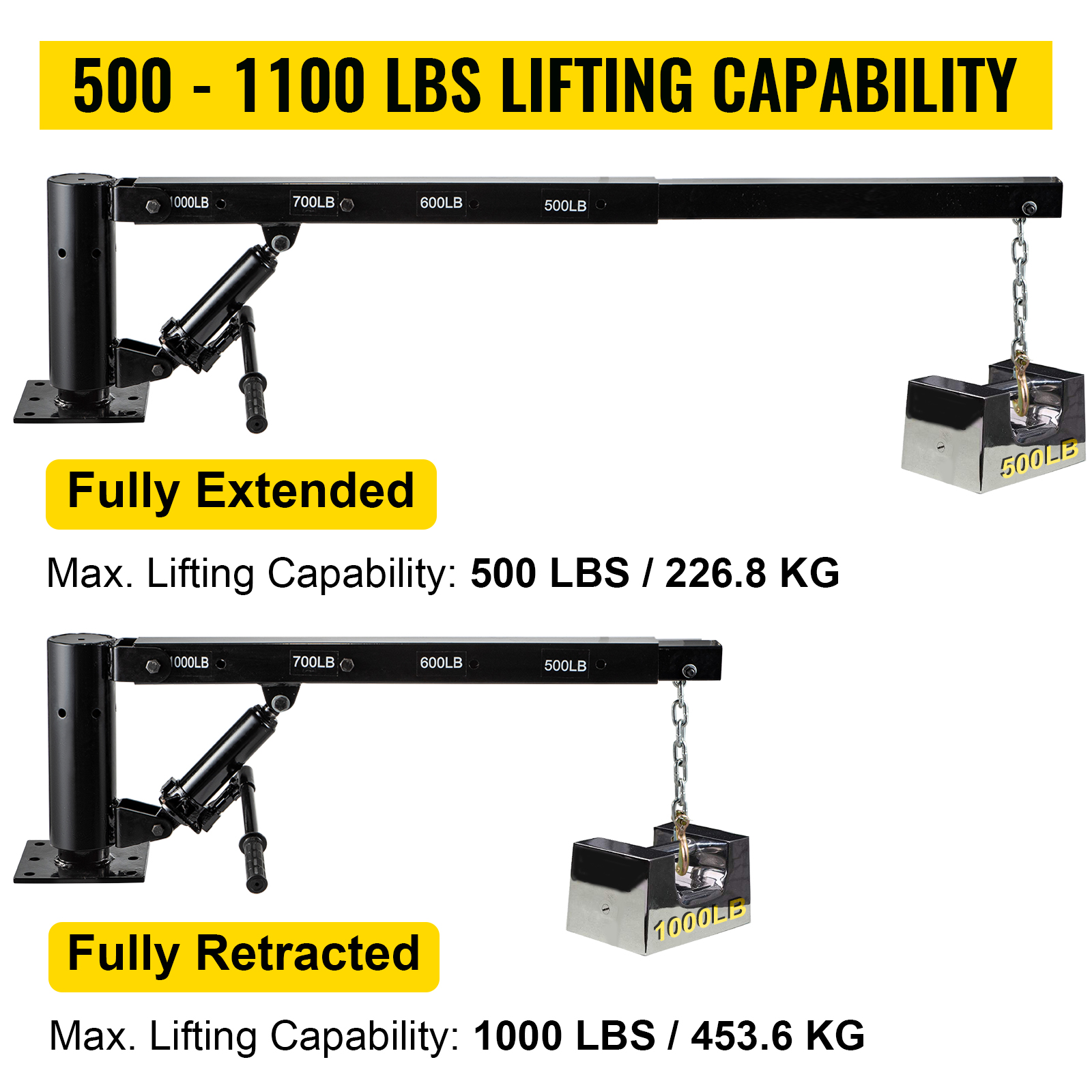 VEVOR UTE Lift Crane Swivel Base Hoist Jack 454kg Truck Hoist Lift ...