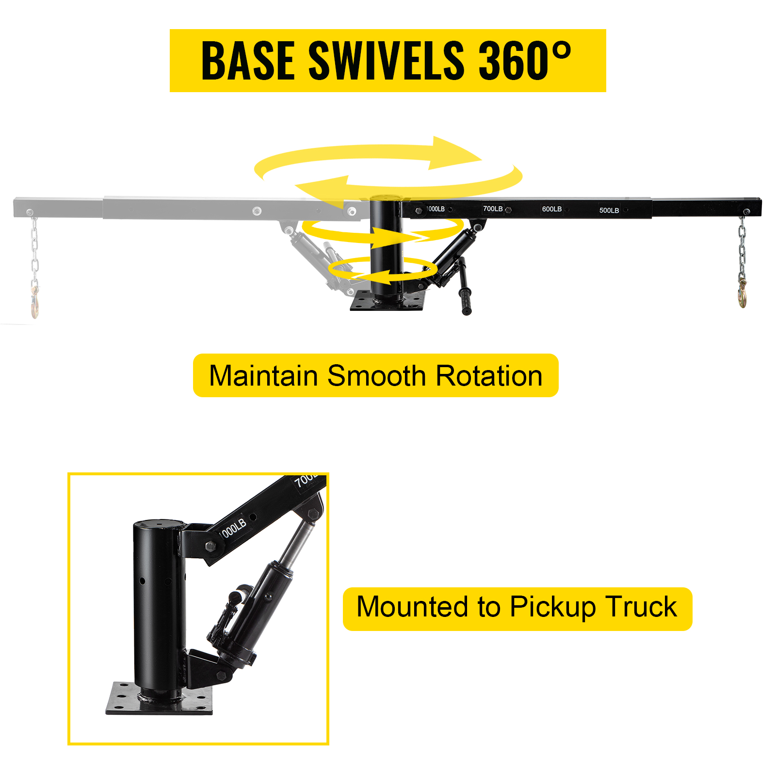 VEVOR Davit Crane 1000lbs Pickup Truck Crane 360°Swivel Design ...