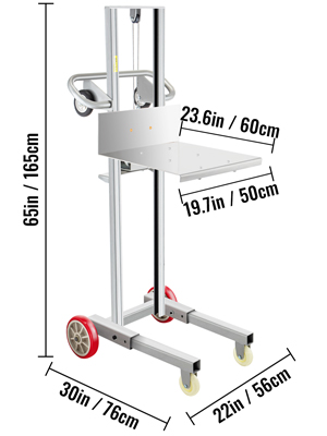 VEVOR Manual Winch Stacker, 4.7" - 57" Height Range, 23.6" Length x 19. ...