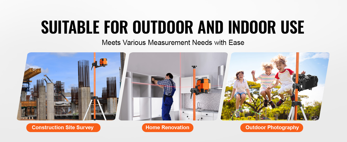 VEVOR Laser Level Tripod, 1/4"-20 & 5/8"-11 Thread Mount, 40.94-133.85 ...