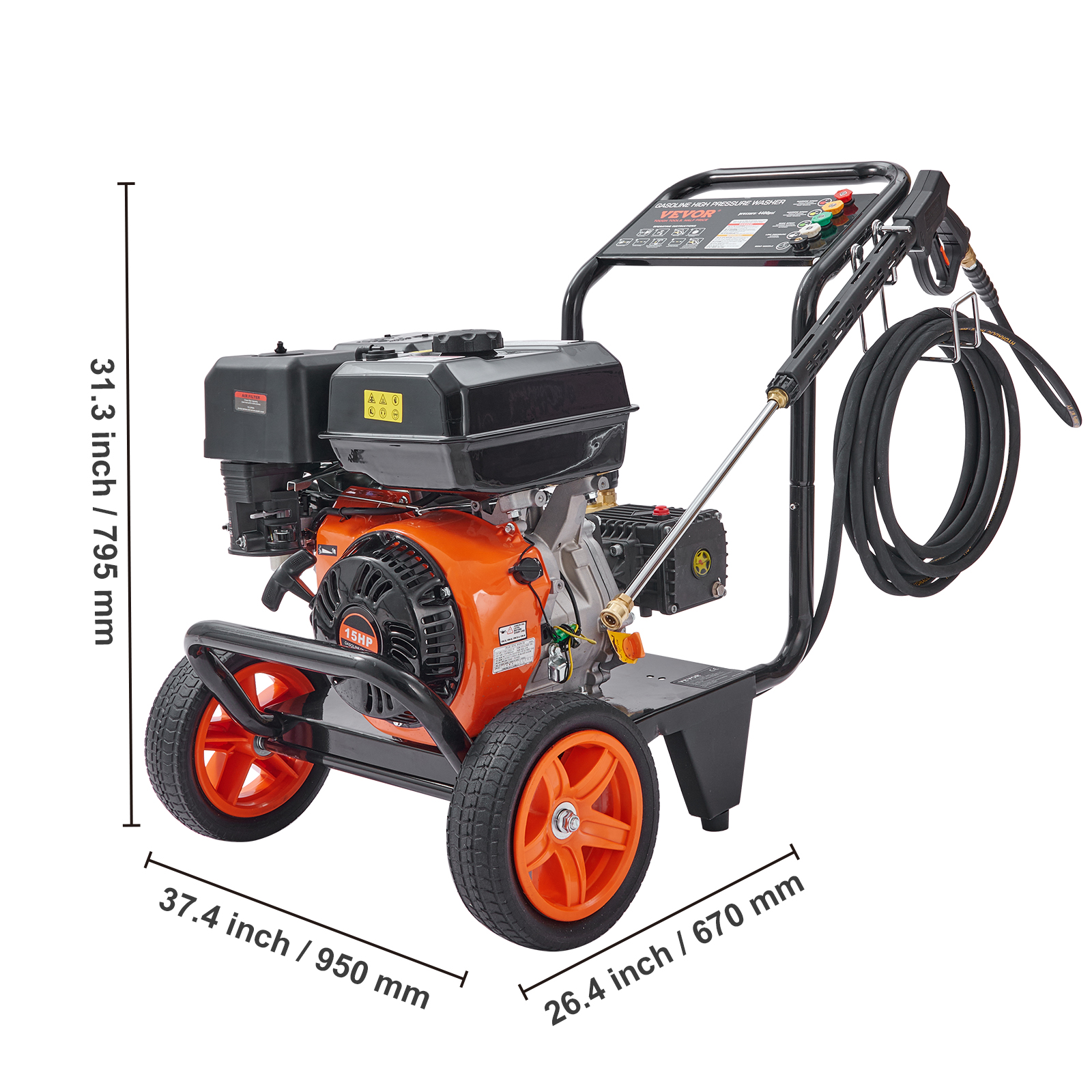 VEVOR Gas Pressure Washer, 4400 PSI 4.0 GPM, Gas Powered Pressure ...
