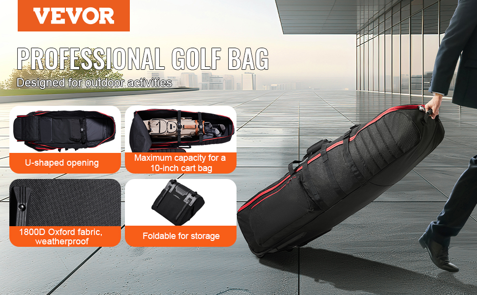 VEVOR Golf Club Travel Bag Golf Luggage Case Cover with Wheels 1800D ...