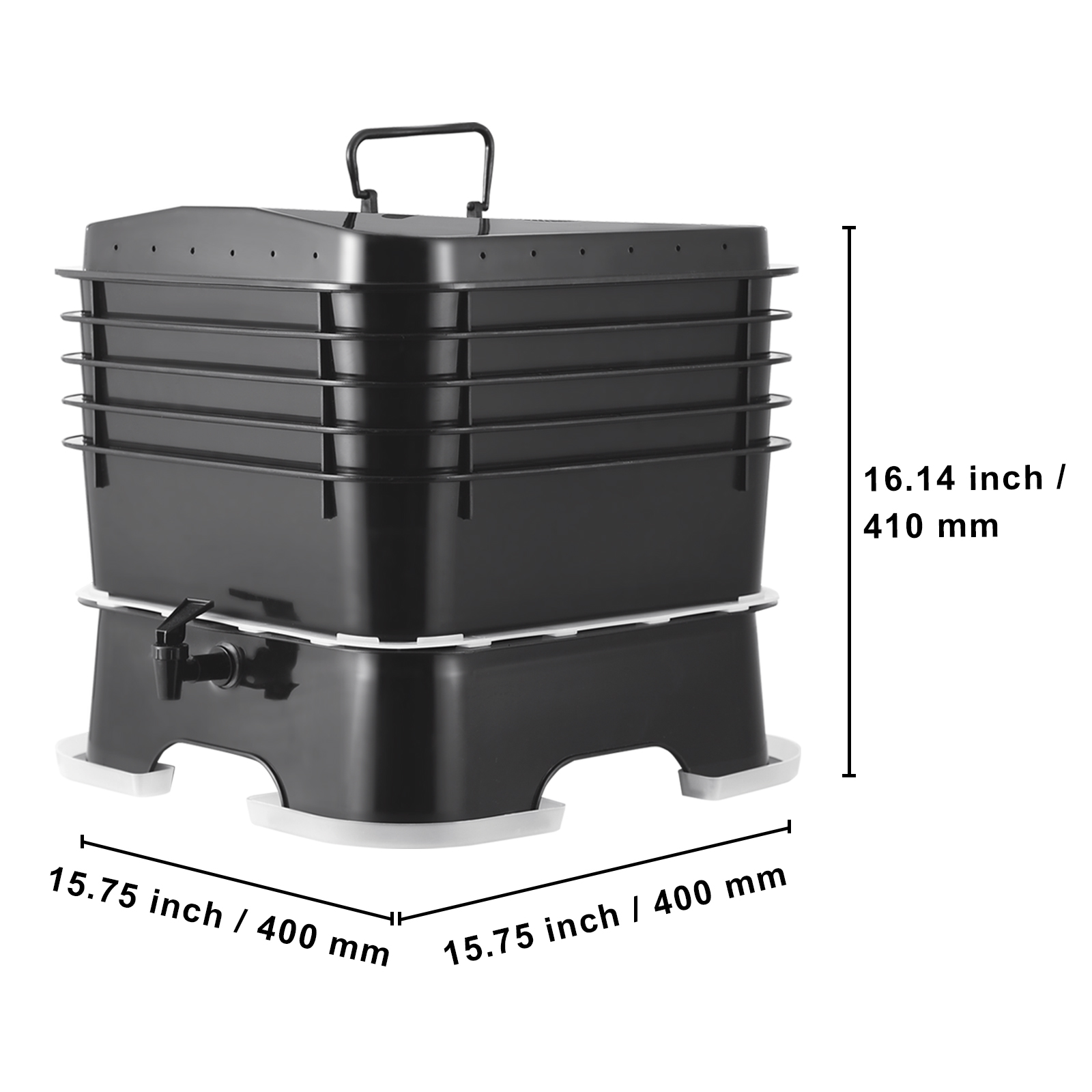 VEVOR 5-Tray Worm Composter, 50 L Worm Compost Bin Outdoor and Indoor ...