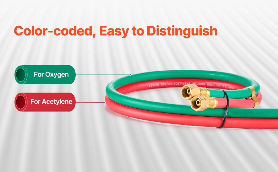 Oxygen Acetylene Hose 1/4-Inch x 50FT R Grade Hose 300PSI Max Working ...