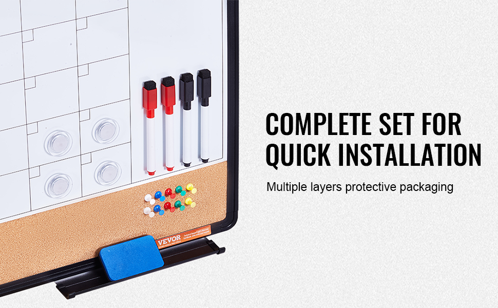 VEVOR Cork Board for Walls, Double-Sided Cork 24" x 18" Bulletin Board ...