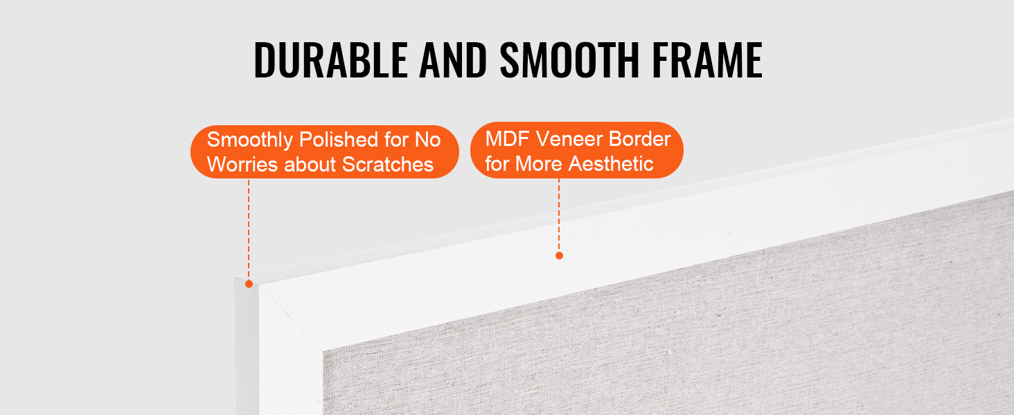 VEVOR 30"x20" White Cork Board with Linen Surface Wall-Mounted Bulletin ...