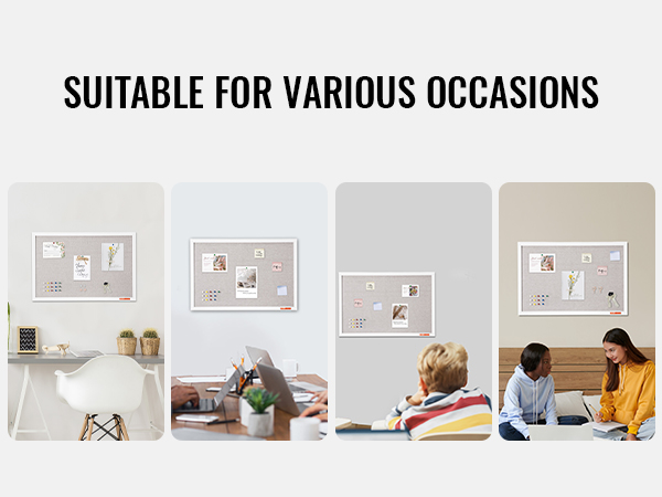 VEVOR 30"x20" White Cork Board with Linen Surface Wall-Mounted Bulletin ...