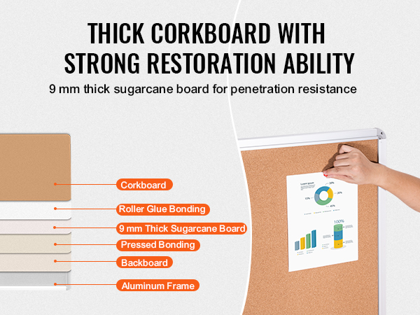 VEVOR 36"x24" Enclosed Cork Board with Aluminum Frame Lockable Bulletin ...