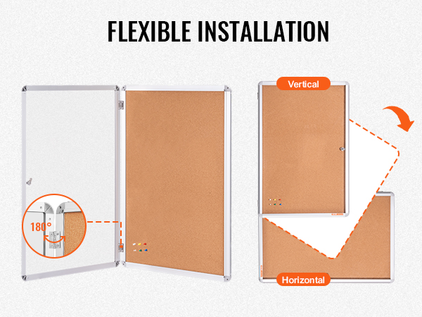 VEVOR 36"x24" Enclosed Cork Board with Aluminum Frame Lockable Bulletin ...