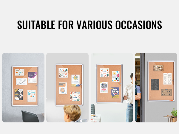 VEVOR 36"x24" Enclosed Cork Board with Aluminum Frame Lockable Bulletin ...