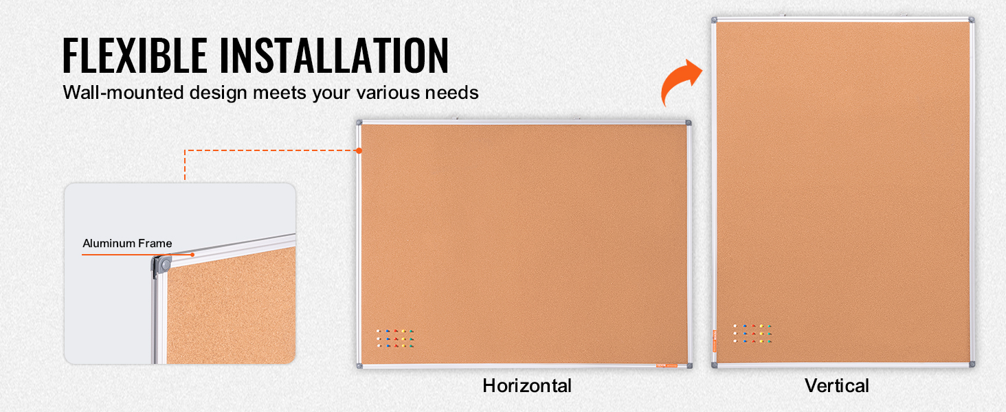 VEVOR 48"x36" Large Cork Board – Wall-Mounted Bulletin Board with Pin ...