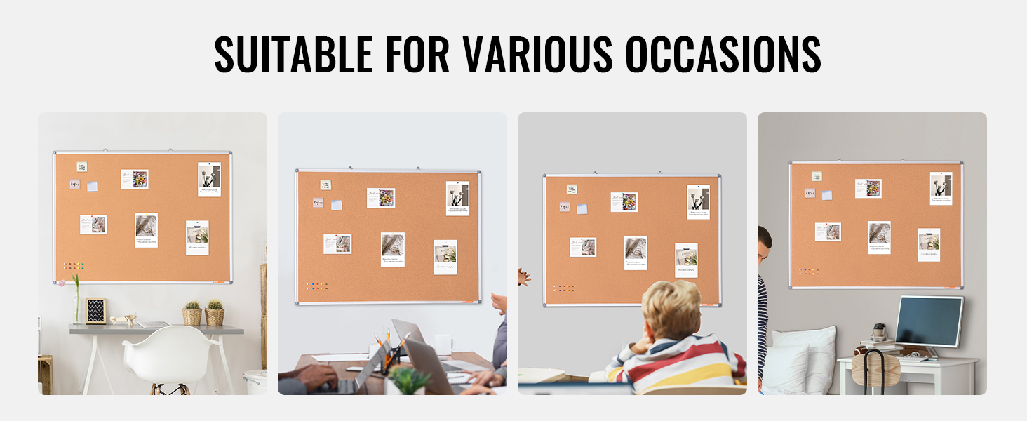 VEVOR 48"x36" Large Cork Board – Wall-Mounted Bulletin Board with Pin ...