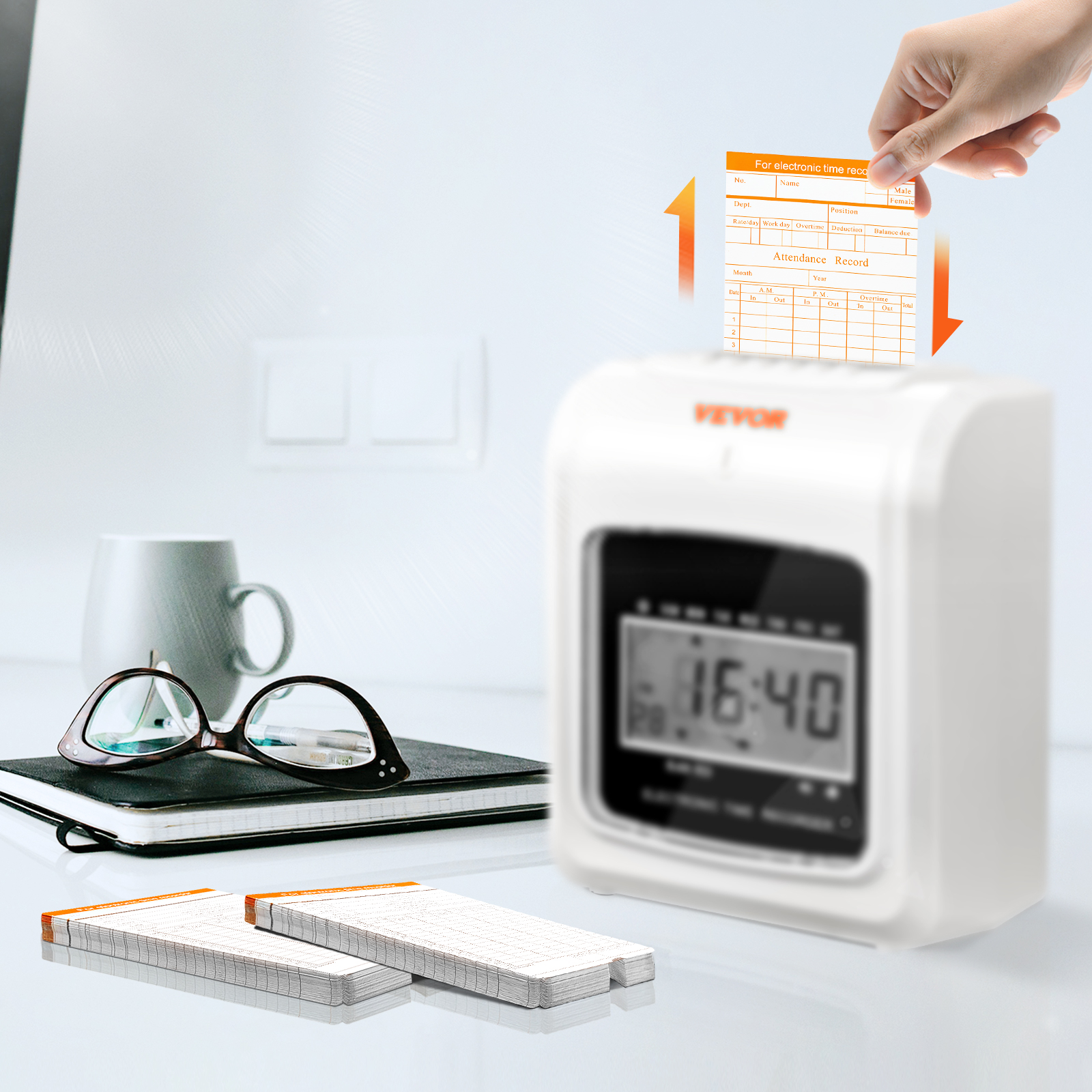 VEVOR Punch Time Clock Time Tracker Machine for Employees With 102 Time Cards | eBay