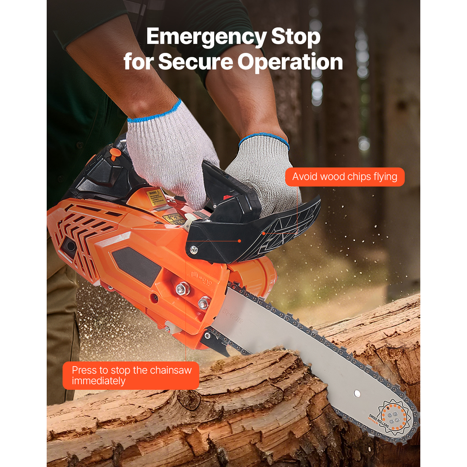 Mophorn 25 cc Gas Chainsaw, 12-inch Gas-Powered Tool with 1.02 HP ...
