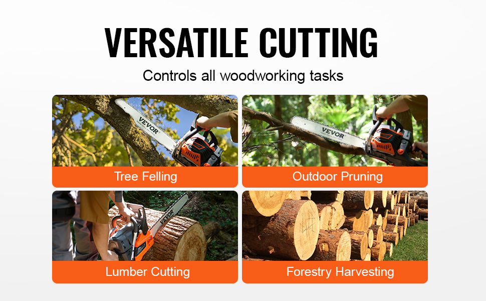 VEVOR 52CC 18" Gasoline Chainsaw Gas Powered Wood Cutting Engine Gas ...