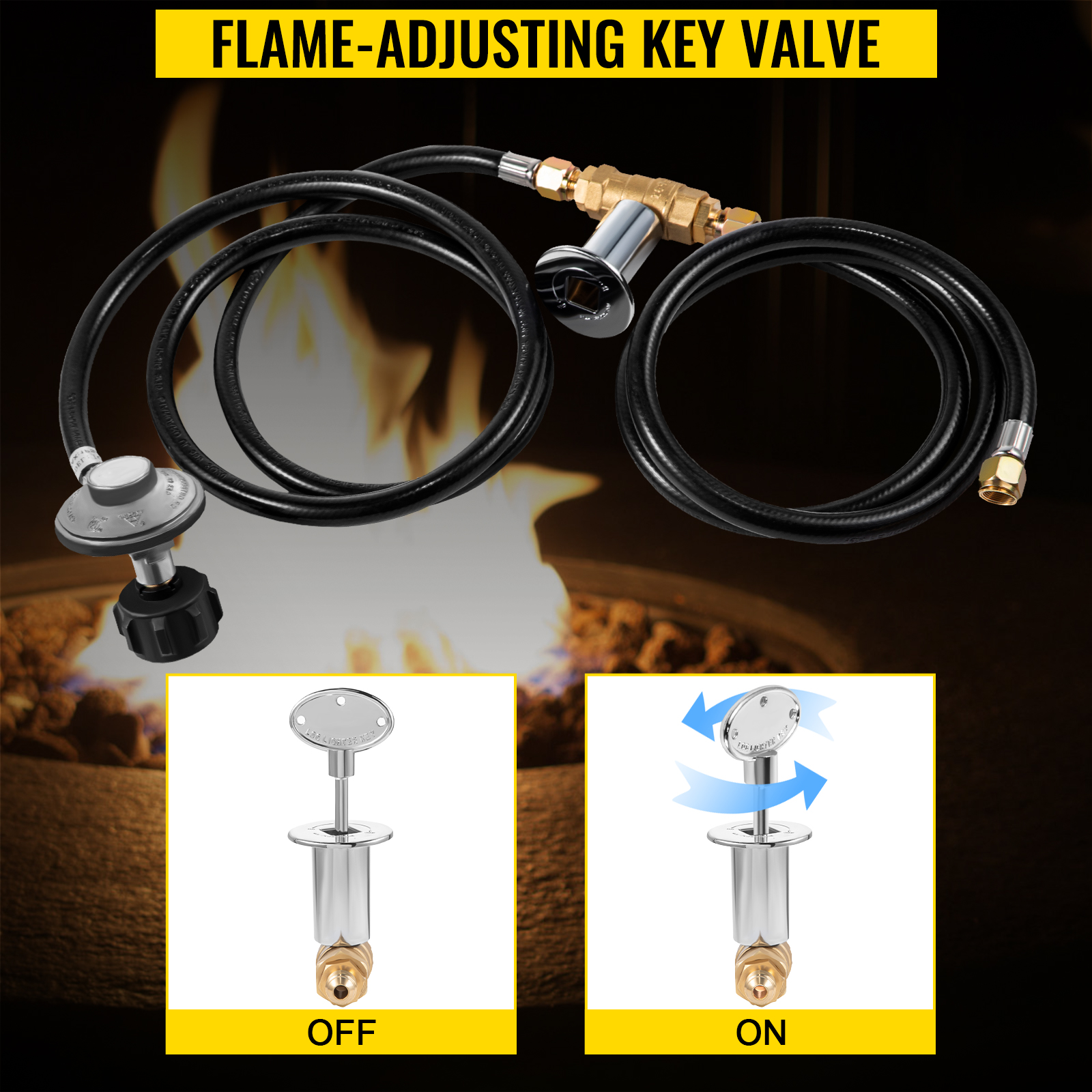 VEVOR Fire Pit Installation Kit, 90K BTU Max Propane Fire Pit Hose Kit ...