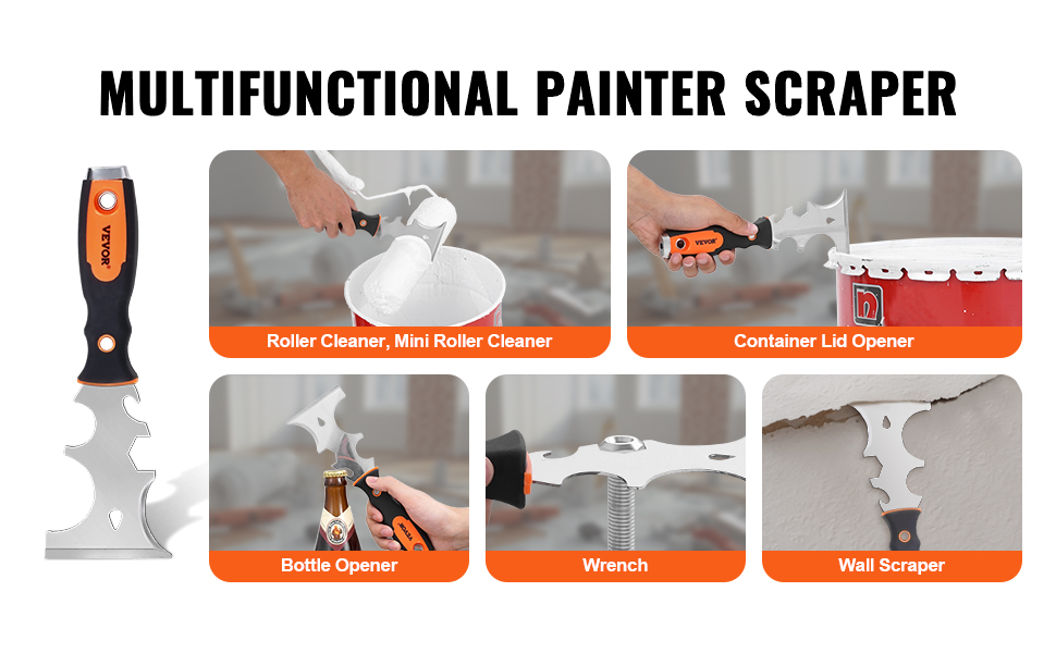 VEVOR 6PCS Drywall Knife Set , Stainless Steel Paint Scraper Putty ...