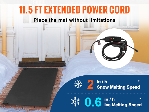 VEVOR Snow Melting Mat, 20''x60'' Non-Slip Heated Outdoor Mats for ...