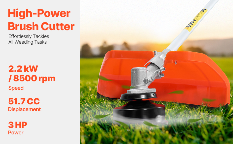 VEVOR String Trimmer, 42.7CC 2-Stroke, Gas Powered Weed Wacker, 16.9 ...