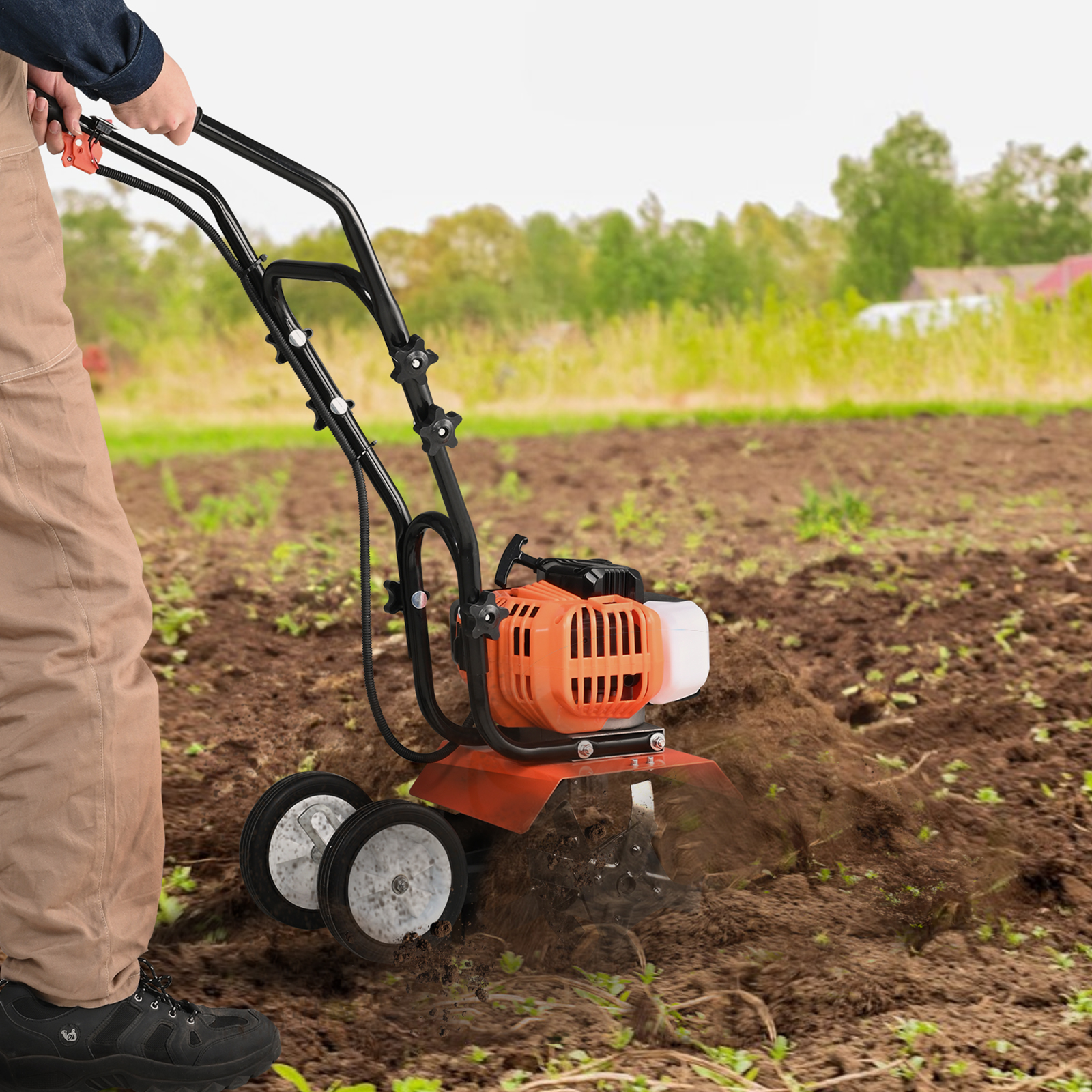 VEVOR Tiller Cultivator Gas Powered 43/212/31CC 2/4-Stroke Garden ...