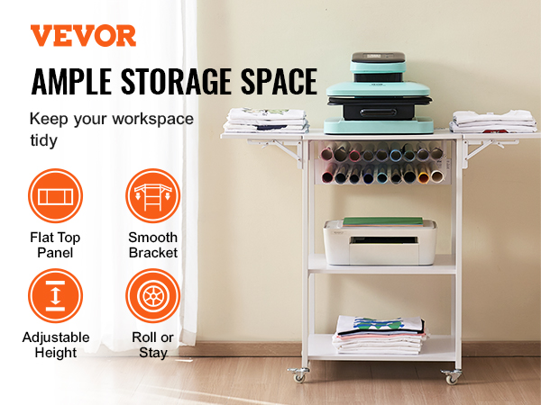 VEVOR Heat Press Table 3Tier Movable Heat Press Stand Foldable with ...