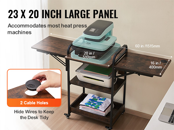 VEVOR Heat Press Table with Charging Station 3 Tier Movable Heat Press ...