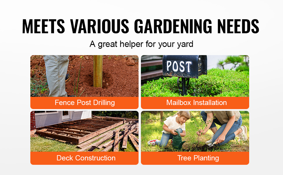 VEVOR Gas Post Hole Digger 63CC 2400W with 8” Drill Bits & 1 Extension ...