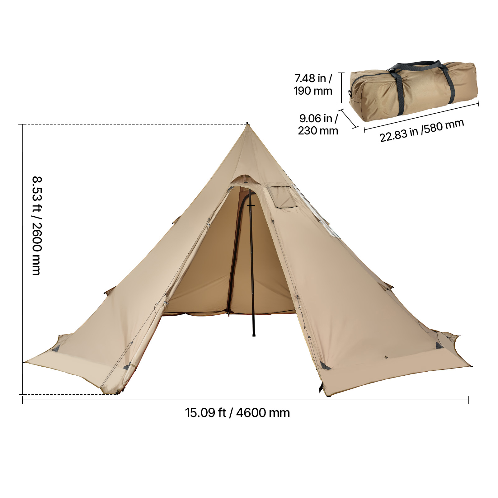 Uimoso Camping Tent Cabin Tent Tipi Tent w/ Stove Jack Lightweight Hot ...
