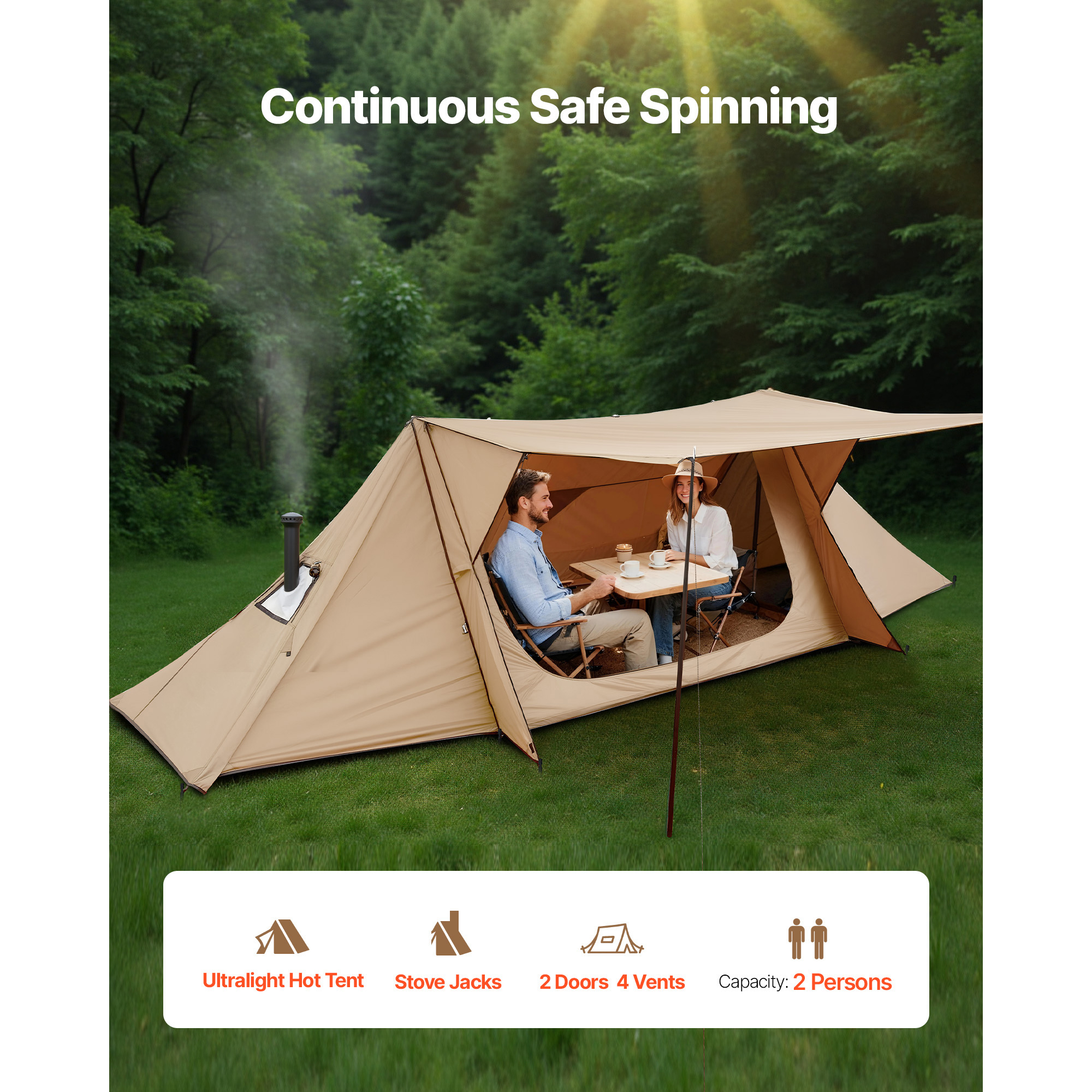 Uimoso Camping Tent Cabin Tent Tipi Tent w/ Stove Jack Lightweight Hot ...