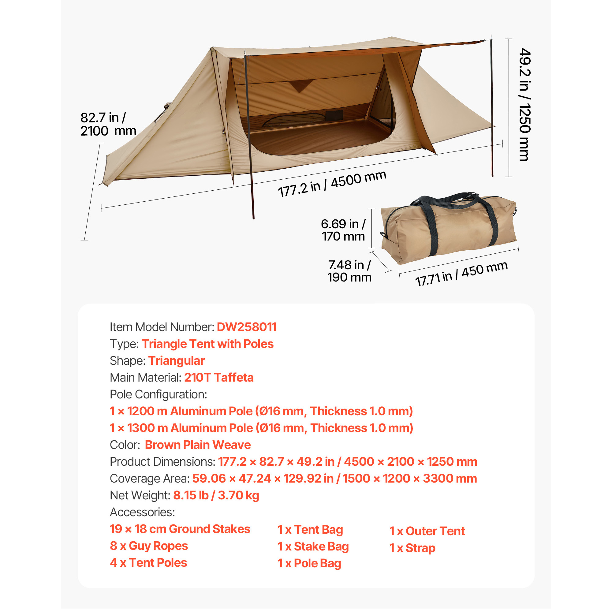 Uimoso Camping Tent Cabin Tent Tipi Tent w/ Stove Jack Lightweight Hot ...