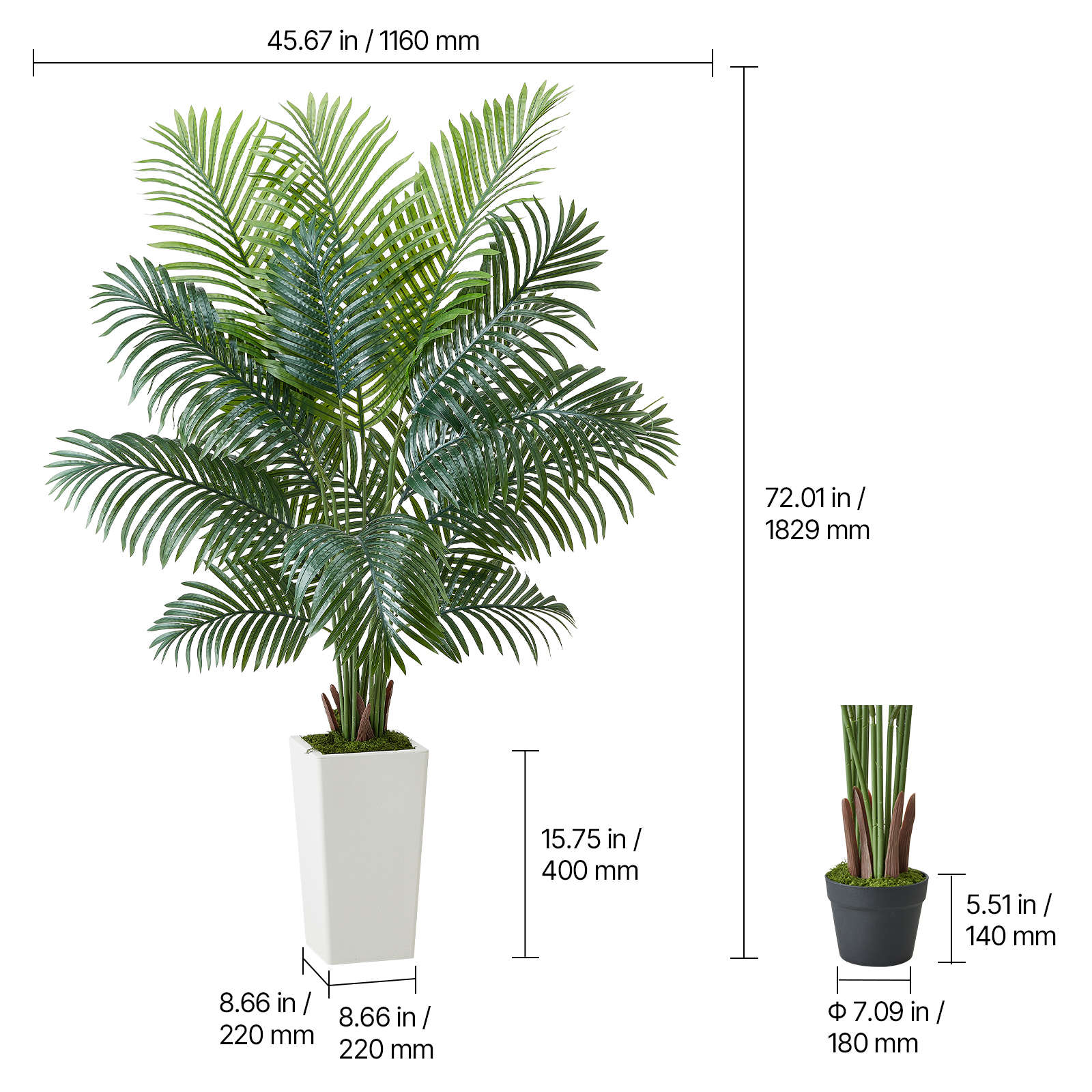 VEVOR Palma Areca Artificiale 1829 mm, Pianta Tropicale Finta con ...