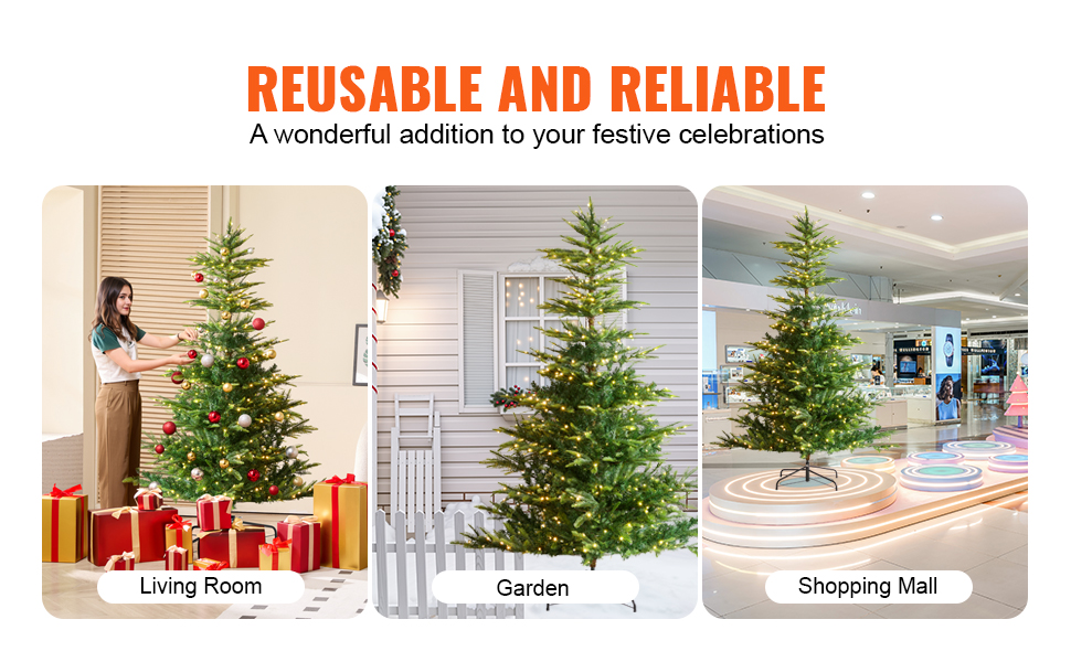 VEVOR Christmas Tree 6.5ft Prelit Artificial Tree with 350 White LEDs ...