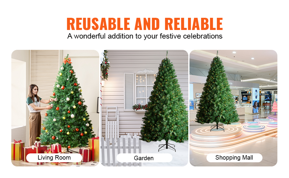 VEVOR Christmas Tree 7.5ft Prelit Artificial Tree with 550 White LEDs ...