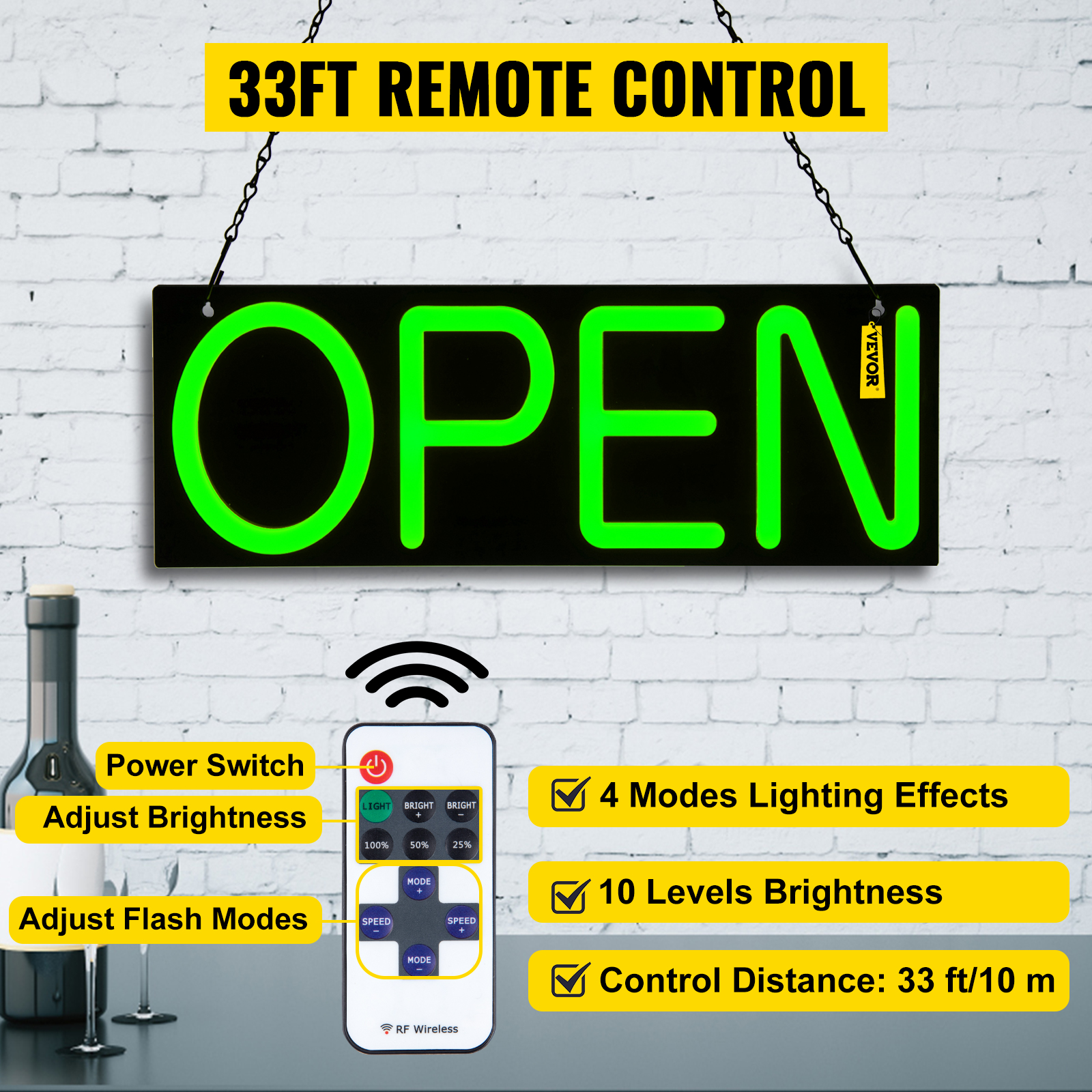 VEVOR LED Open Sign, 20" x 7" Neon Open Sign for Business, Adjustable ...