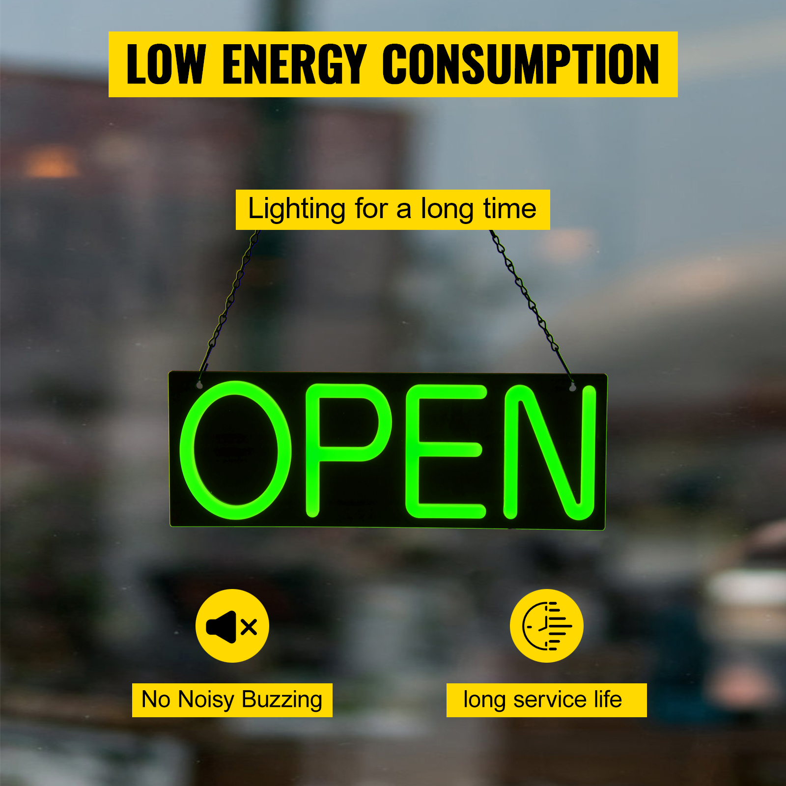 VEVOR LED Open Sign, 20" x 7" Neon Open Sign for Business, Adjustable ...