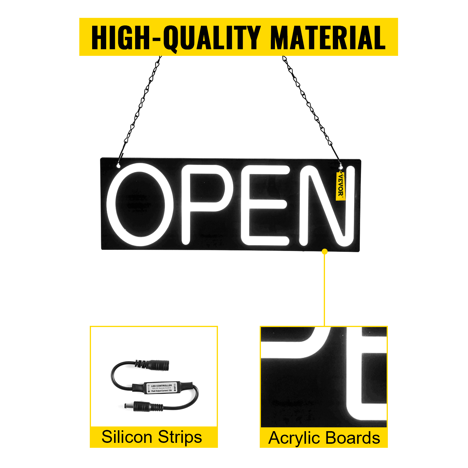 VEVOR LED Open Sign, 20\" x 7\" Neon Open Sign for Business, Adjustable ...