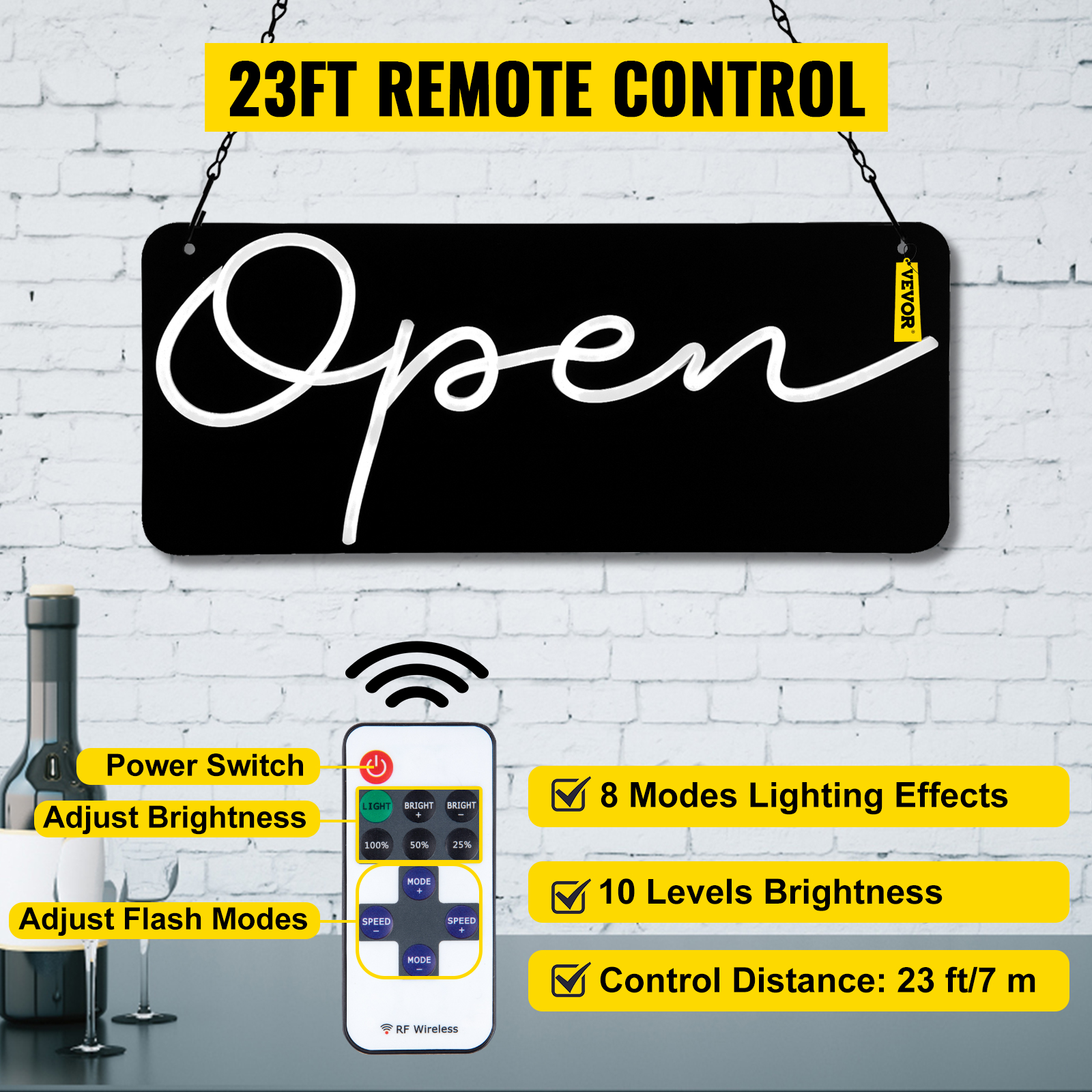 VEVOR LED Open Sign, 22" x 9" Neon Open Sign for Business, Adjustable ...