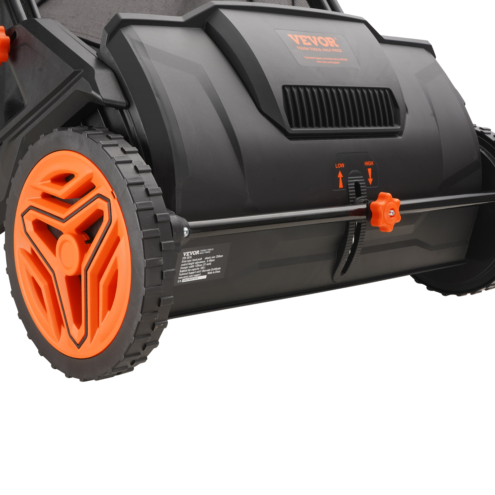 VEVOR Push Lawn Sweeper, 21-inch Leaf & Grass Collector, Strong Rubber ...