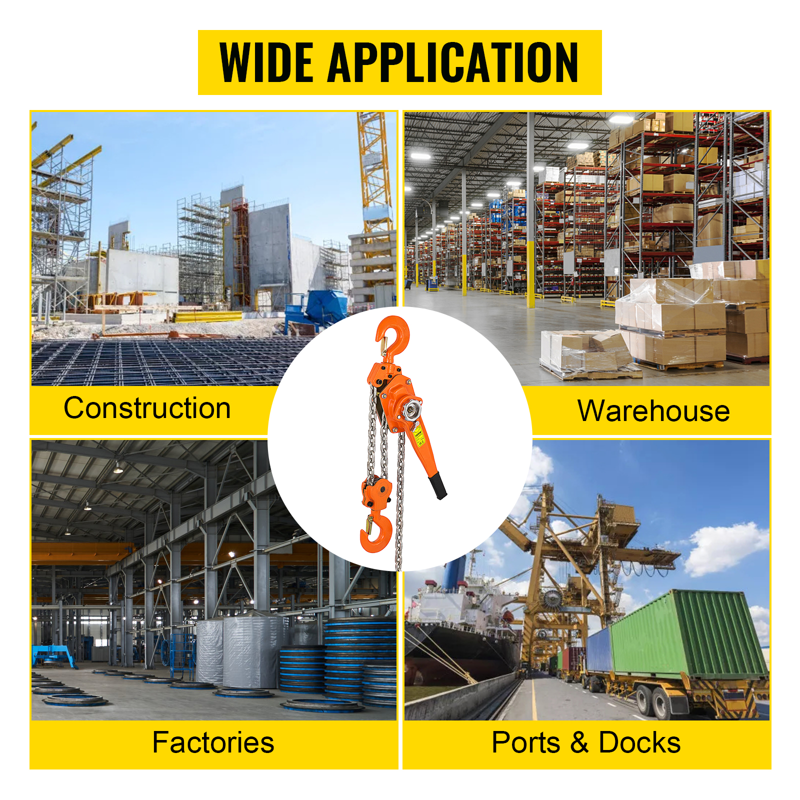 Chain Hoist Lever Hoist 6T Capacity with 3M Chain and Heavy Duty Hooks ...