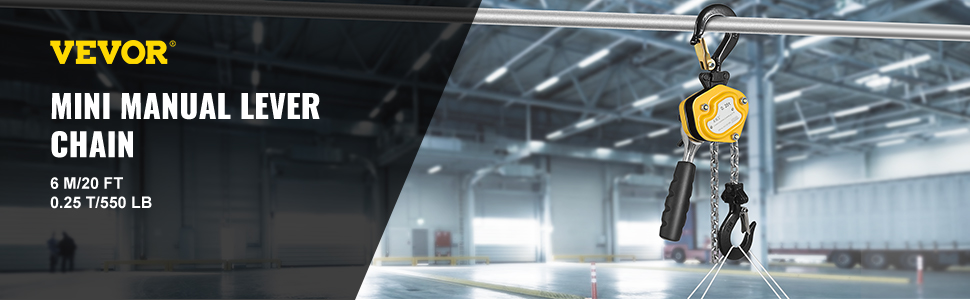 550lbs 20ft Lever Hoist Chain Hoist Yellow Heavy Duty 6m Power Plants ...