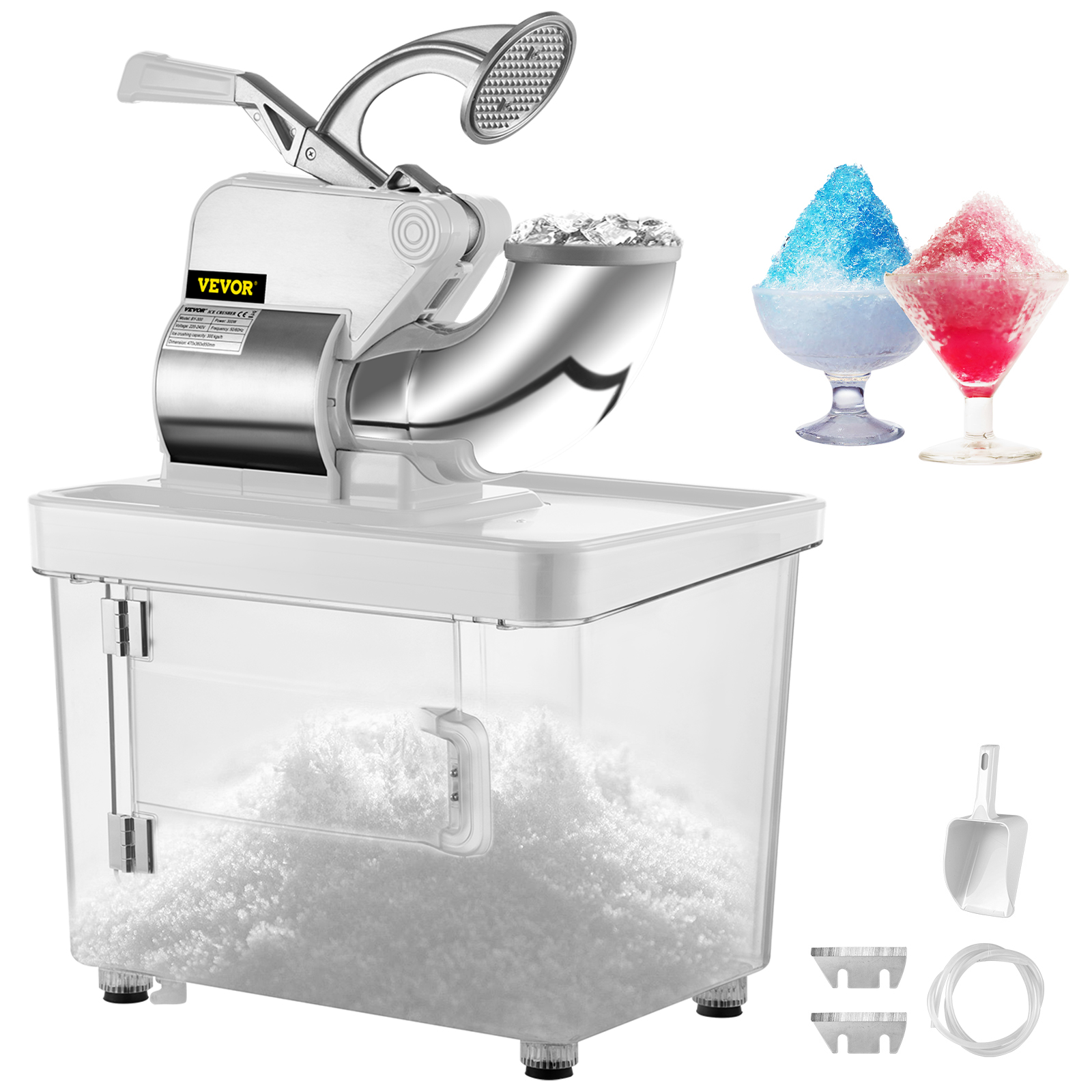 400-500LBS/H Commercial Snow Cone Machine Electric Ice Shaver Ice ...