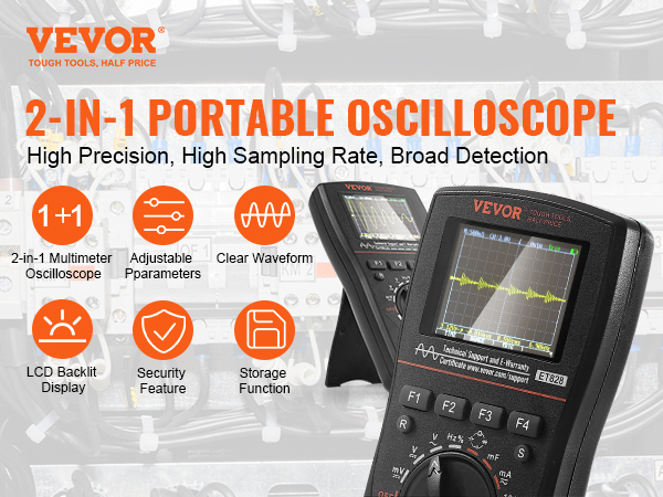 VEVOR 2-in-1 Handheld Digital Oscilloscope, 2.5MS/S Sampling Rate, 1MHZ ...