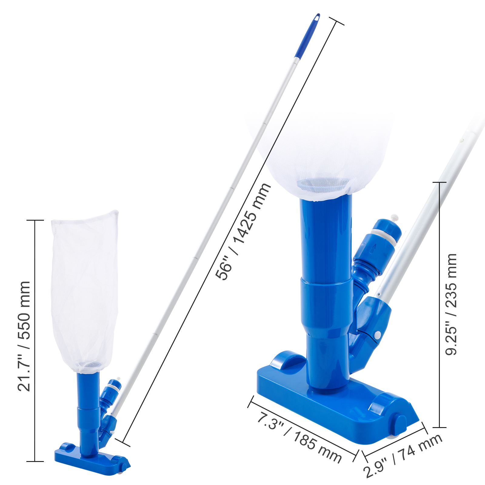 VEVOR Portable Pool Vacuum, Handheld Pool Vacuum Cleaner with 3 Scrub ...