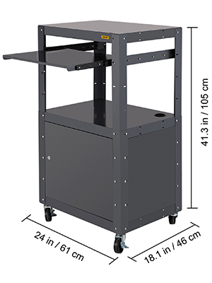 VEVOR Steel AV Cart, 27-41" Height Adjustable, Media Cart with Keyboard ...