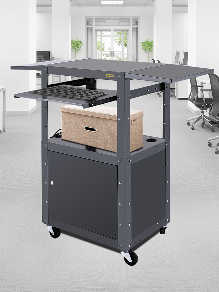 VEVOR AV Cart, 27-41" Height Adjustable Media Cart with 2 11 x 17.7 ...