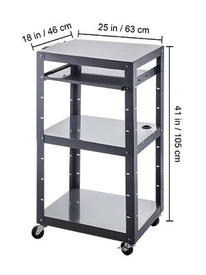VEVOR Steel AV Cart, 27-41" Height Adjustable Media Cart with 19" x 14 ...
