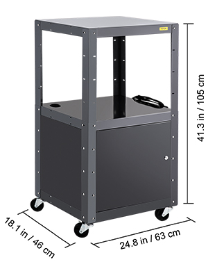 VEVOR AV Cart, 26-41" Height Media Cart with Power Strip, 25 x 18 ...