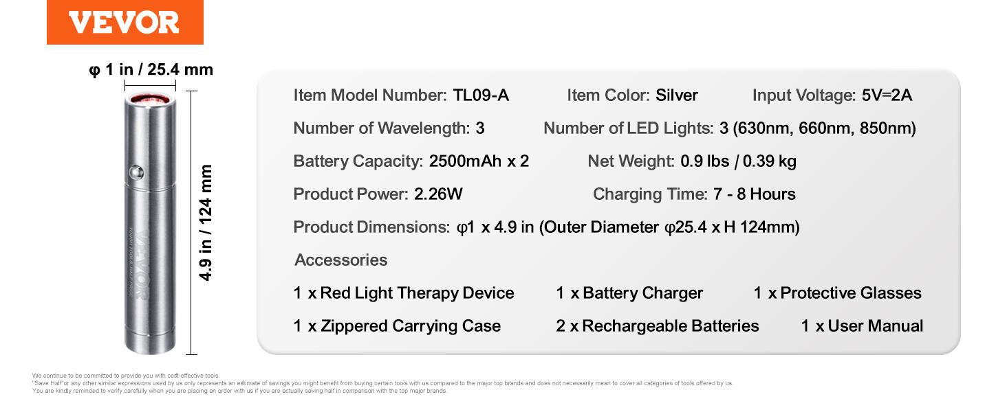 VEVOR Red Light Therapy Device for for Body, Red & Near Infrared Light ...