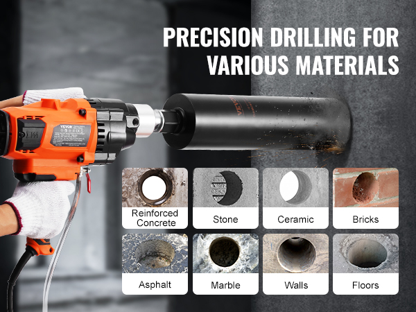 VEVOR Core Drill Machine 0.8-7.1in Dia 2600W Handheld Core Drill Rig ...